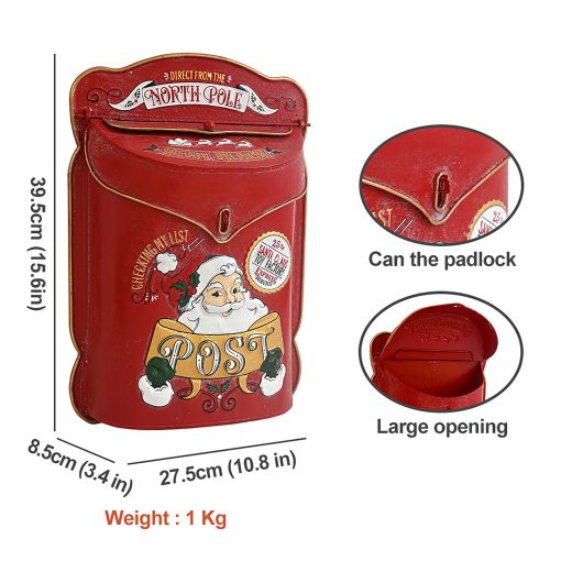 Christmas Letter to Santa Mailbox Post Box Letter Box Wall Mount ...